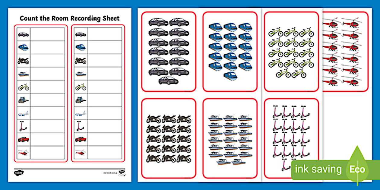 Count the Room 11-20: Transportation Activity Pack