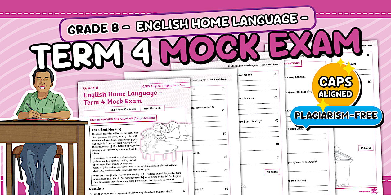 Grade 8 English Home Language Mock Exam (CAPS Aligned)