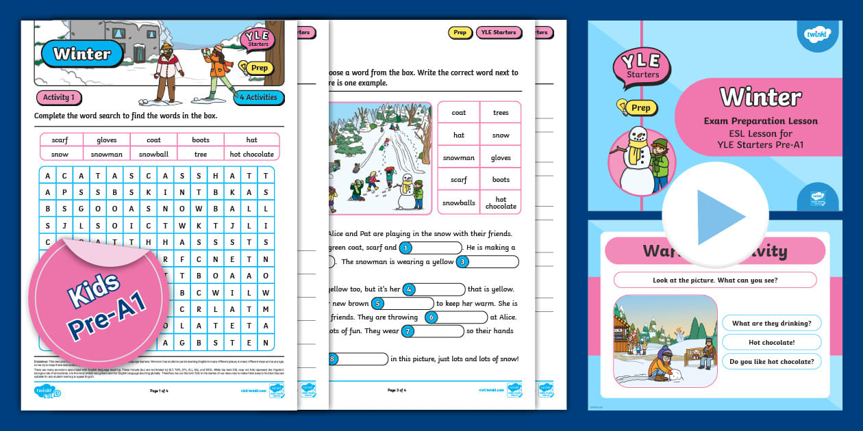 YLE Starters - Prep Lesson (Winter) (teacher made) - Twinkl