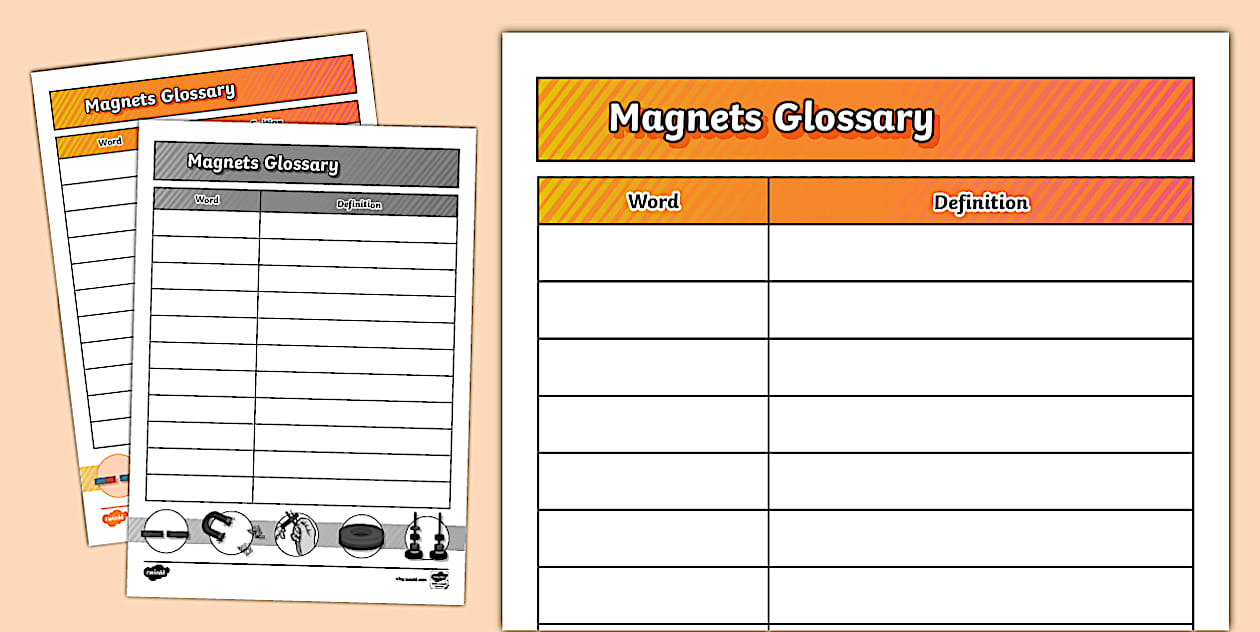 Magnets Glossary Writing Template (teacher made) - Twinkl