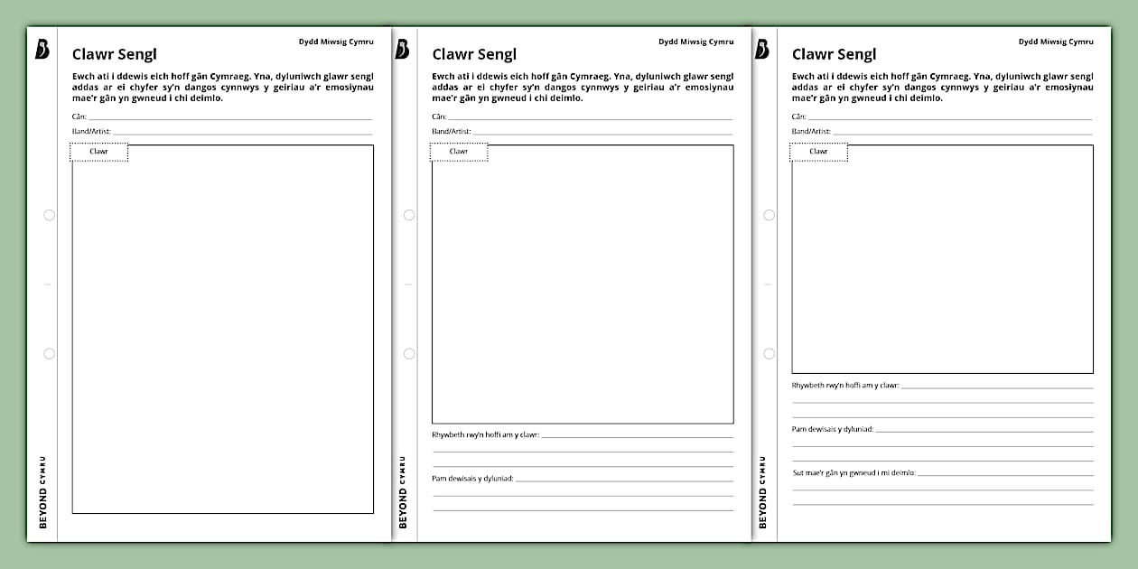 Dydd Miwsig Cymru: Dylunio Clawr Sengl (teacher made)