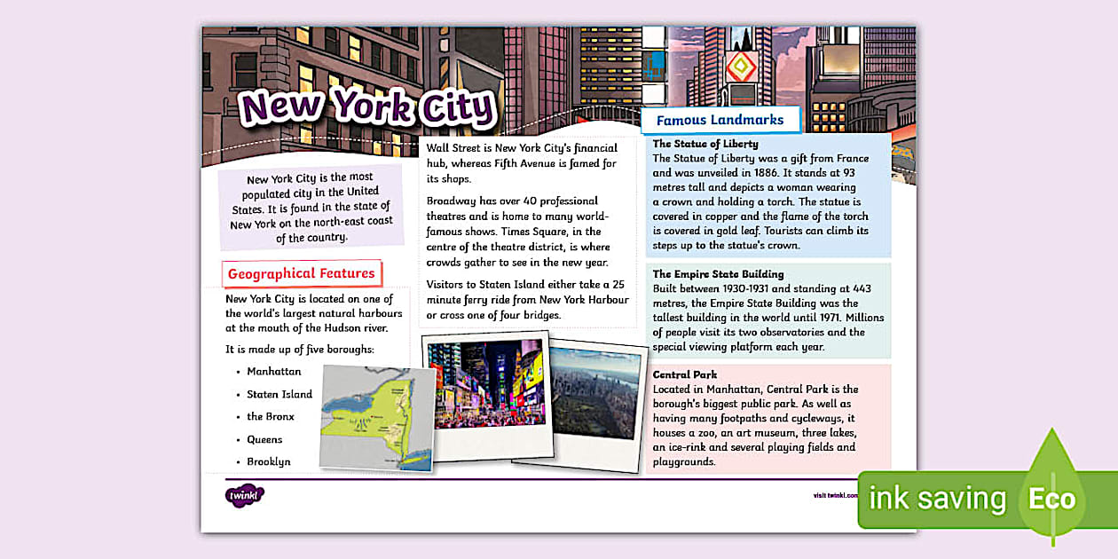 New York City Fact File (Teacher-Made) - Twinkl
