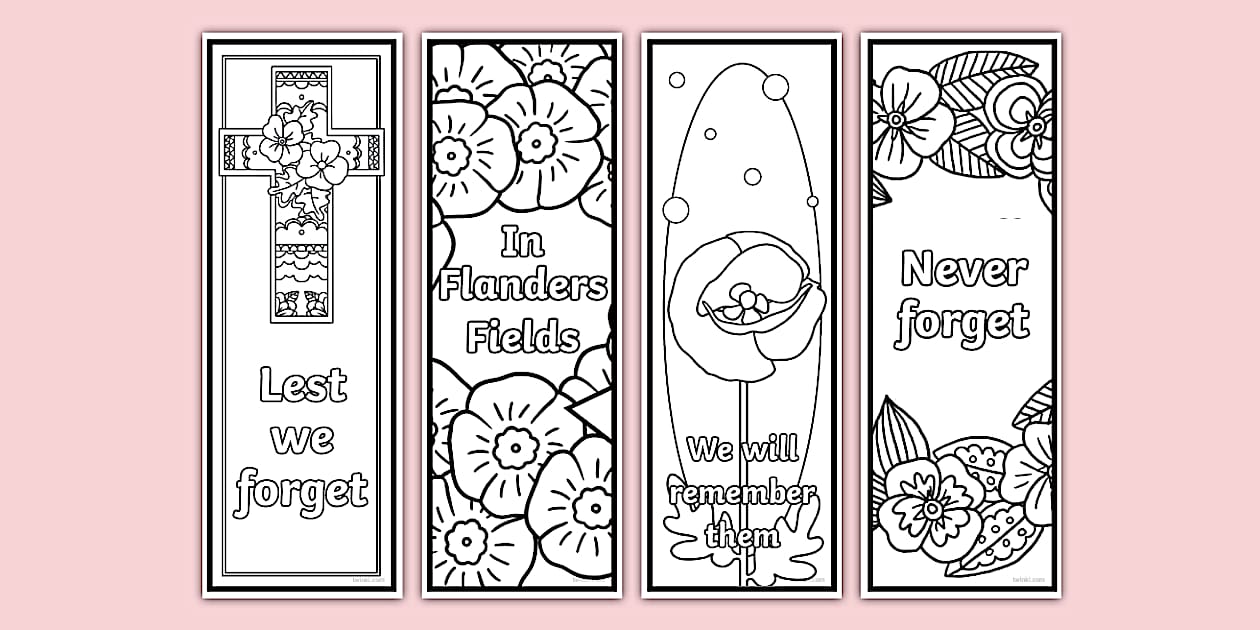 Remembrance Day Editable Bookmarks (teacher made) - Twinkl