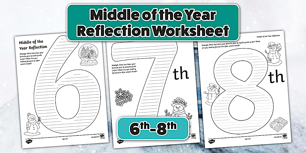 Middle of the Year Reflection Pages for 6th-8th Grade