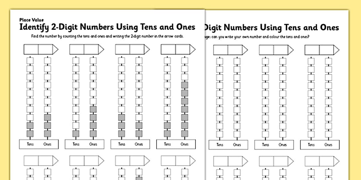 Editable KS1 Maths Place Value Identify 2 Digit Numbers Using Tens and Ones