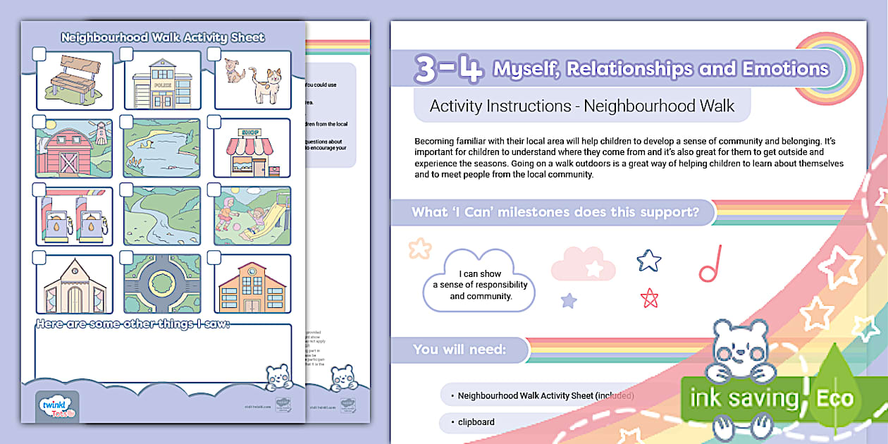 3-4 years Myself Relationships Emotions Neighbourhood Walk
