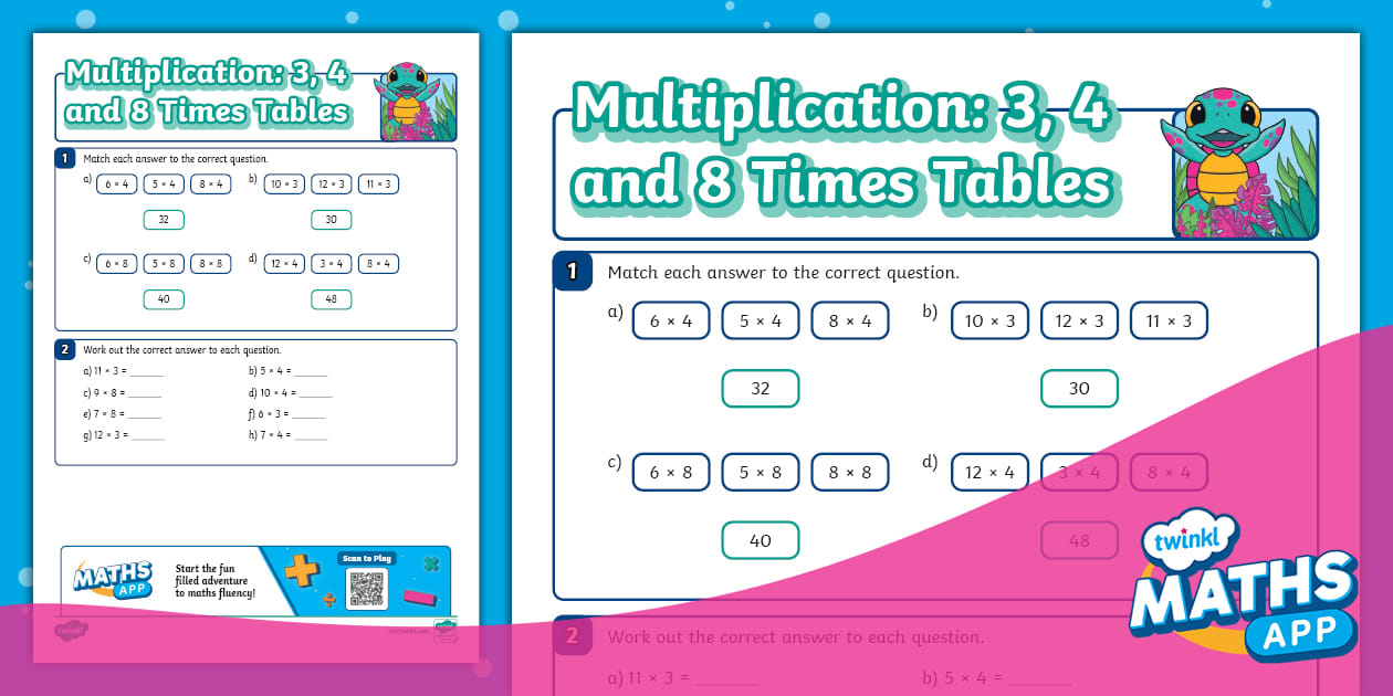 👉 Y3 Multiplication 3s, 4s and 8s Skill Safari Activity Sheet