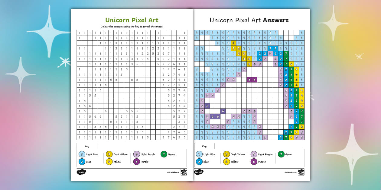 Unicorn Pixel Art Template (teacher made) - Twinkl