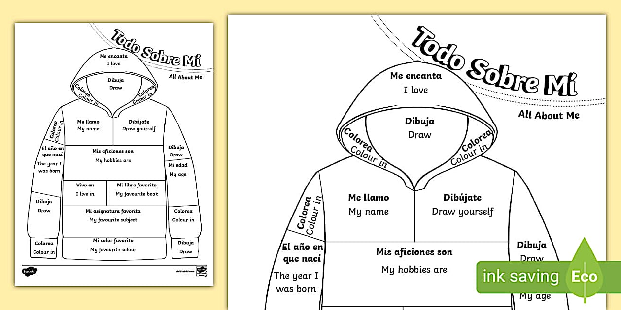 👉 Spanish: All About Me Hoodie (teacher made) - Twinkl