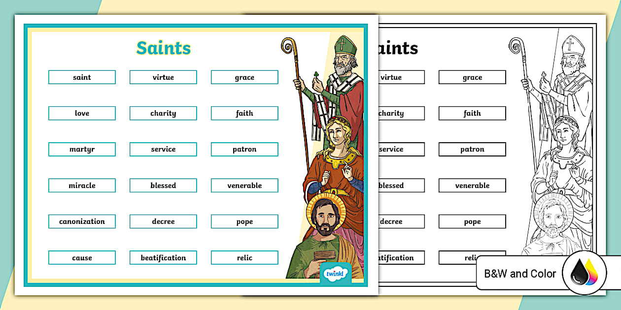 Saints Vocabulary Mat (teacher made) - Twinkl
