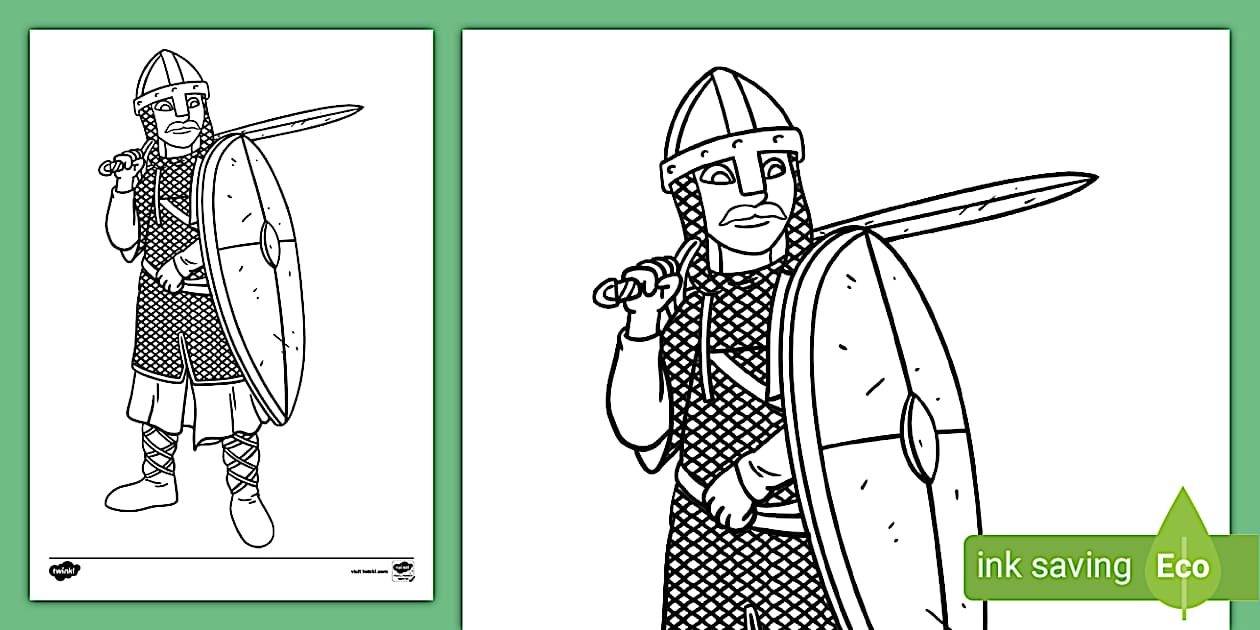 Norman Warrior Colouring Page (teacher made) - Twinkl