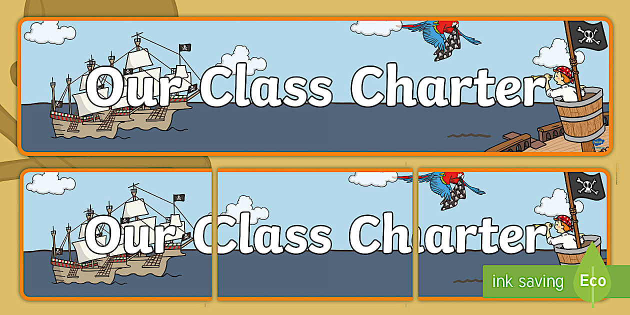Black and White Our Class Charter Pirate-Themed Display Banner