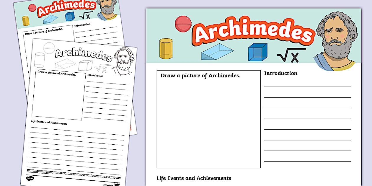 Archimedes Biography Template (Teacher-Made) - Twinkl