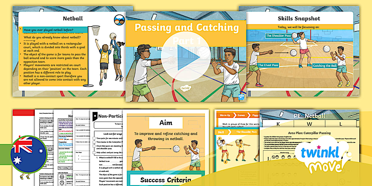 Year 6 Netball: Passing and Catching Drills Lesson Pack