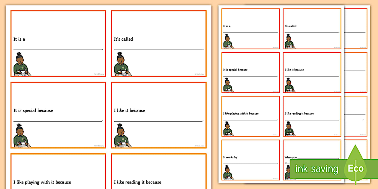 Show-and-Tell Sentence Starter Cards - Twinkl