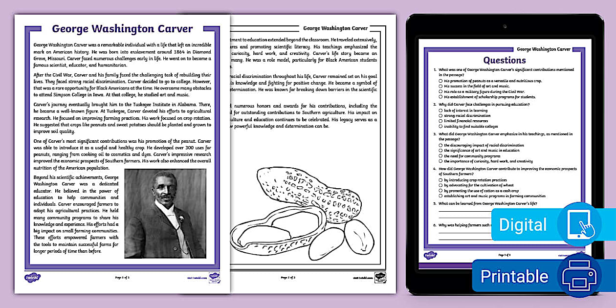 Reading Comprehension Biography of George Washington Carver