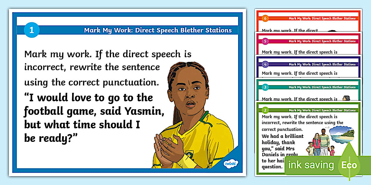 Mark My Work: Direct Speech Blether Stations - Twinkl