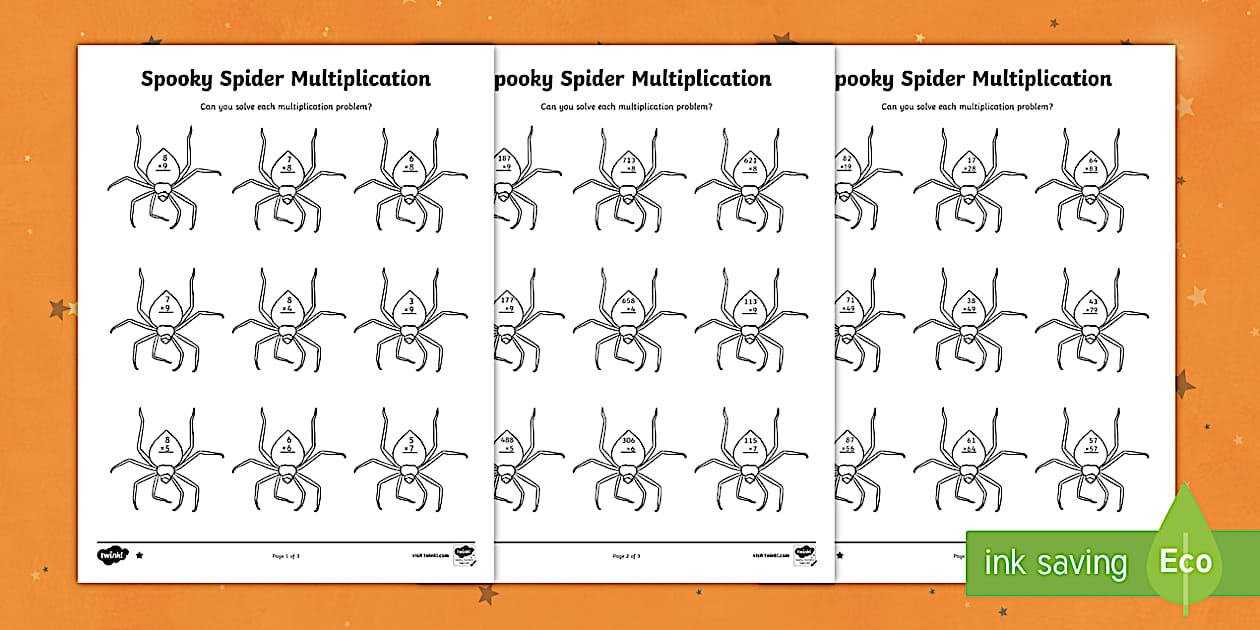 Editable Spooky Spider Multiplication Differentiated Activities