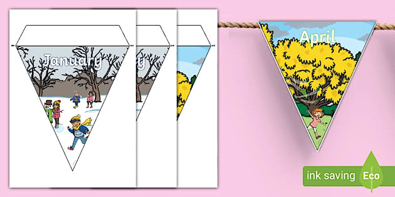 Cursive Months of the Year Display Bunting - Twinkl