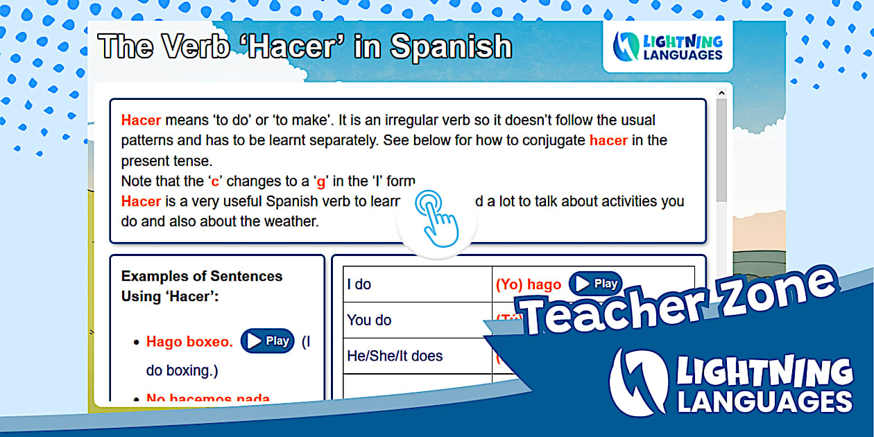 👉 Lightning Languages | Spanish | Go Guide | The Verb 'Hacer'