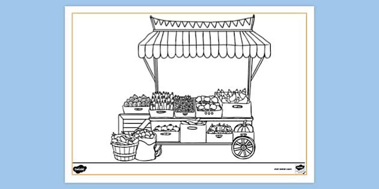 Market Stall Colouring Sheet | Colouring Sheets - Twinkl