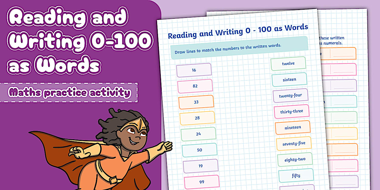Reading and Writing 0-100 as Words Worksheet