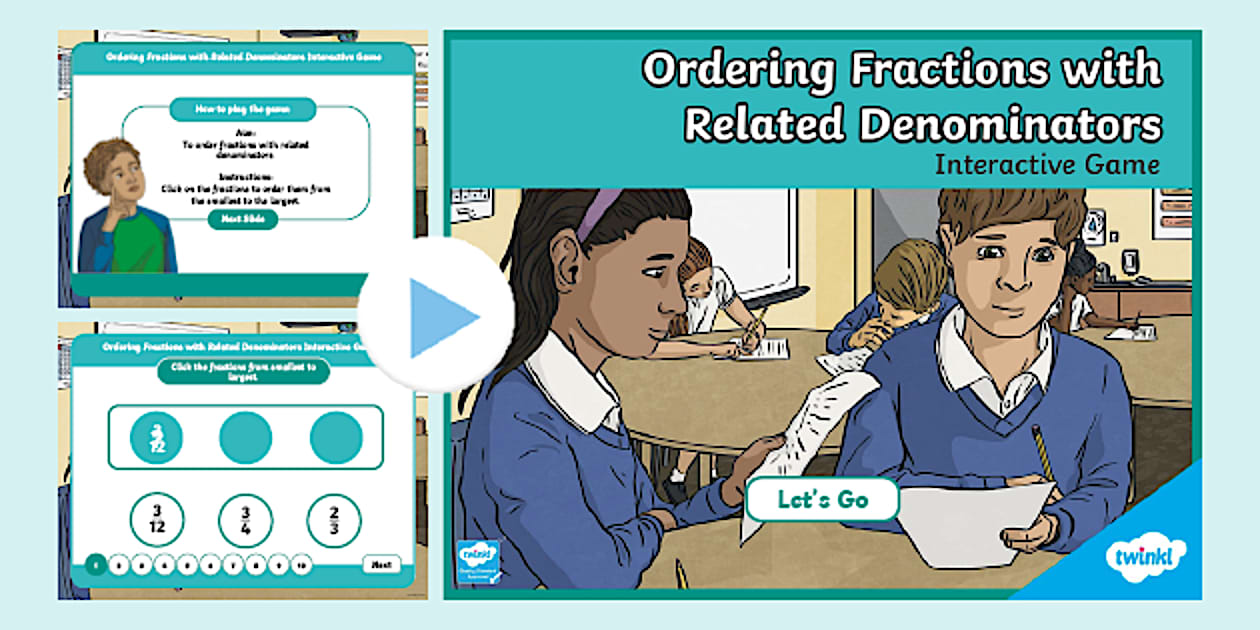 Ordering Fractions with Related Denominators Game - Twinkl