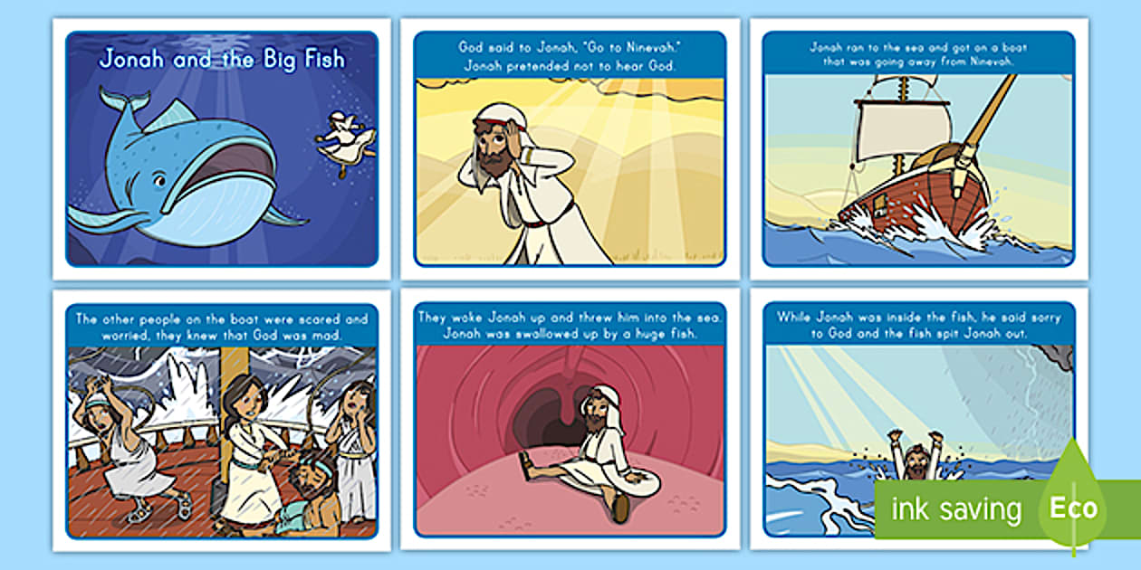 Jonah and the Big Fish Story Cards (teacher made) - Twinkl