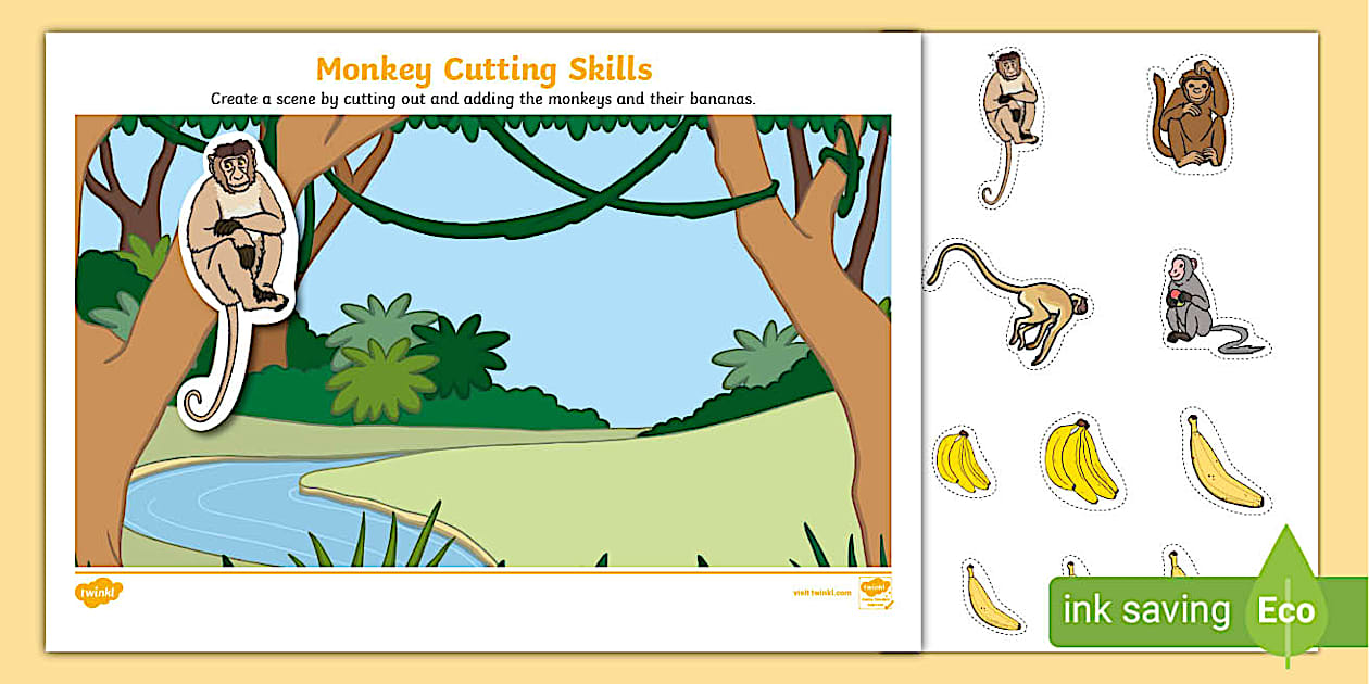 Monkey Cutting Skills (teacher made) - Twinkl