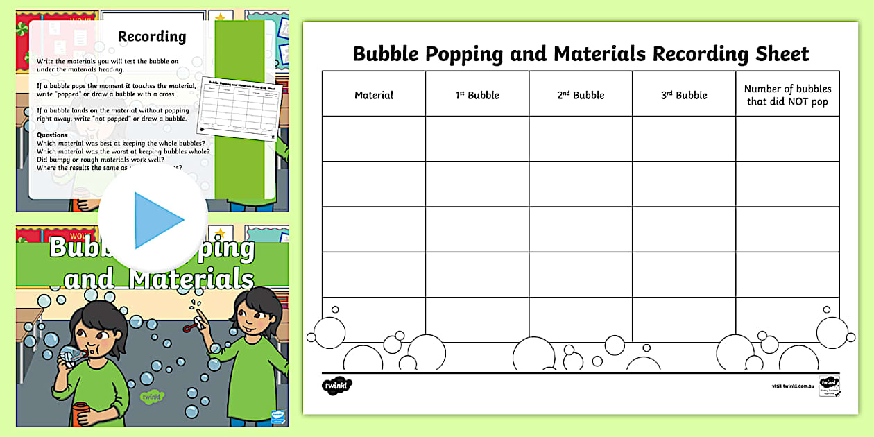 SA Bubble Popping and Materials Activity (teacher made)