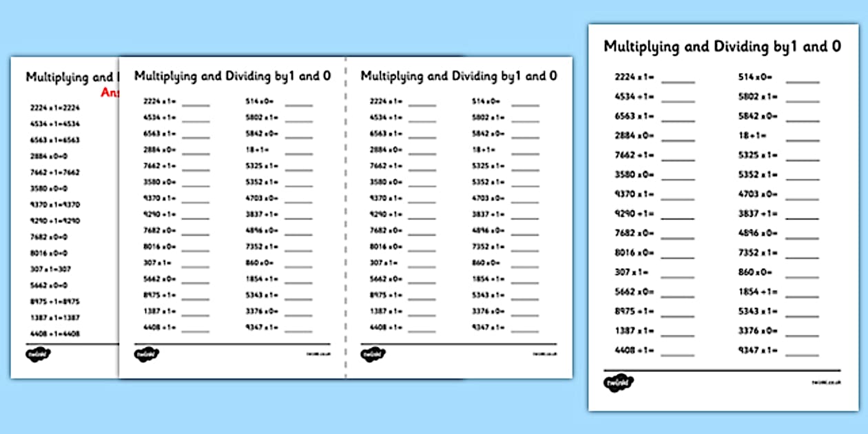 Dyslexic Multiplying and Dividing by 1 and 0 A5 Worksheet