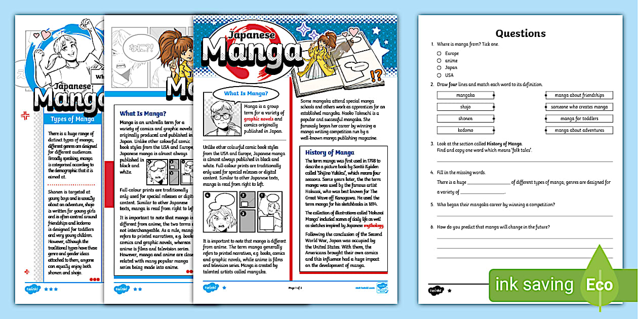 UKS2 Japanese Manga Differentiated Reading Comprehension
