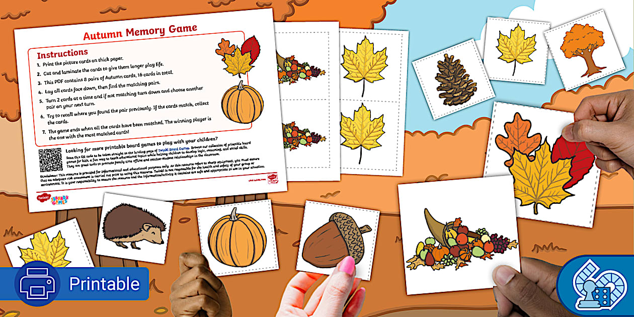 Autumn Memory Game for EYFS Autumn Activities (teacher made)