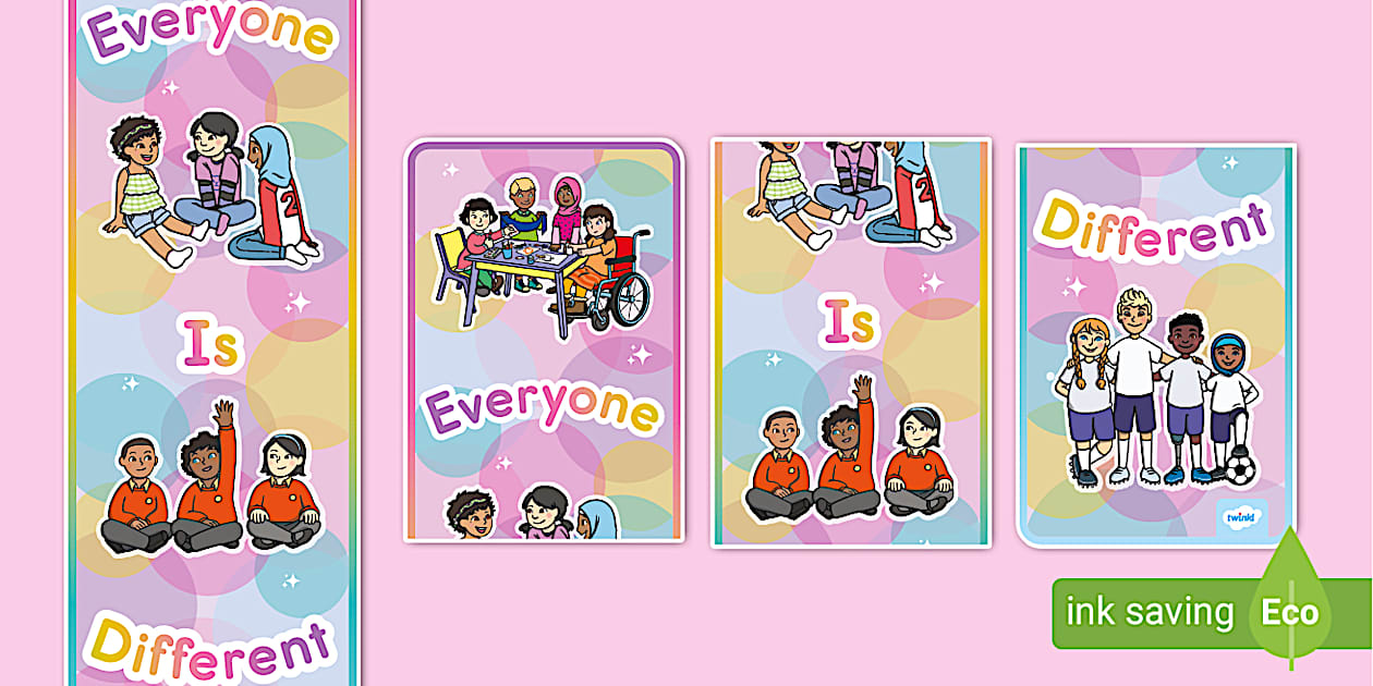 Everyone Is Different Vertical Door Banner - Twinkl