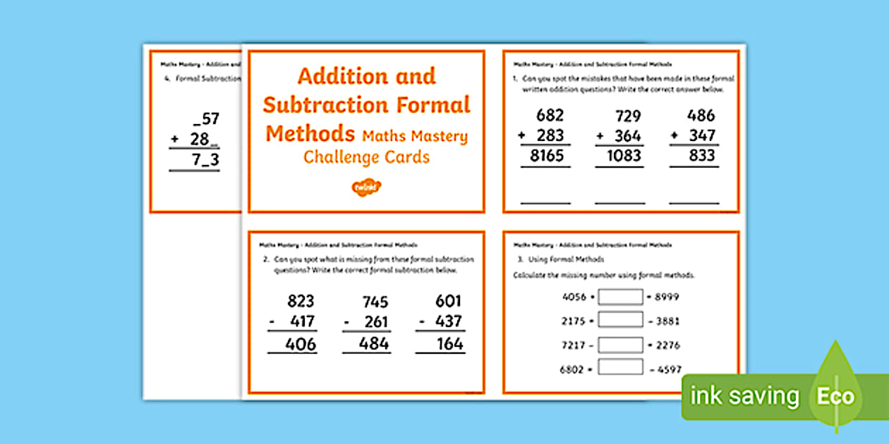 Year 5 Addition and Subtraction Formal Methods Maths Mastery Challenge ...