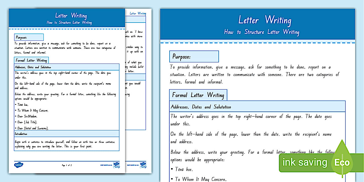Level 3 Writing - Letter Writing Structure Sheet - Twinkl