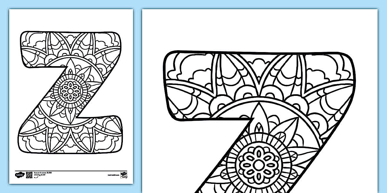 Mandala Letter Z Colouring Page (teacher made) - Twinkl