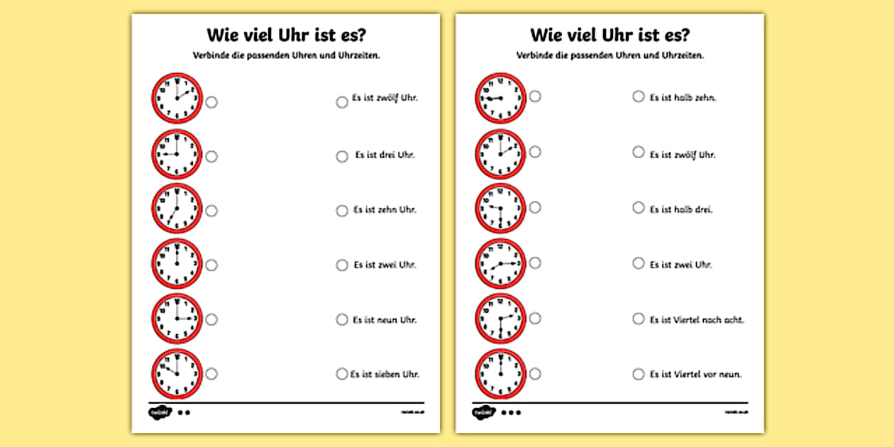 Telling the Time - German Activity Sheet (teacher made)