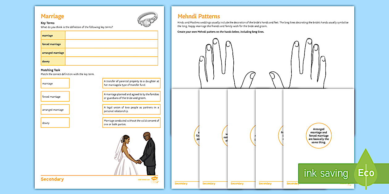 Marriage Worksheet / Worksheets (teacher made) - Twinkl