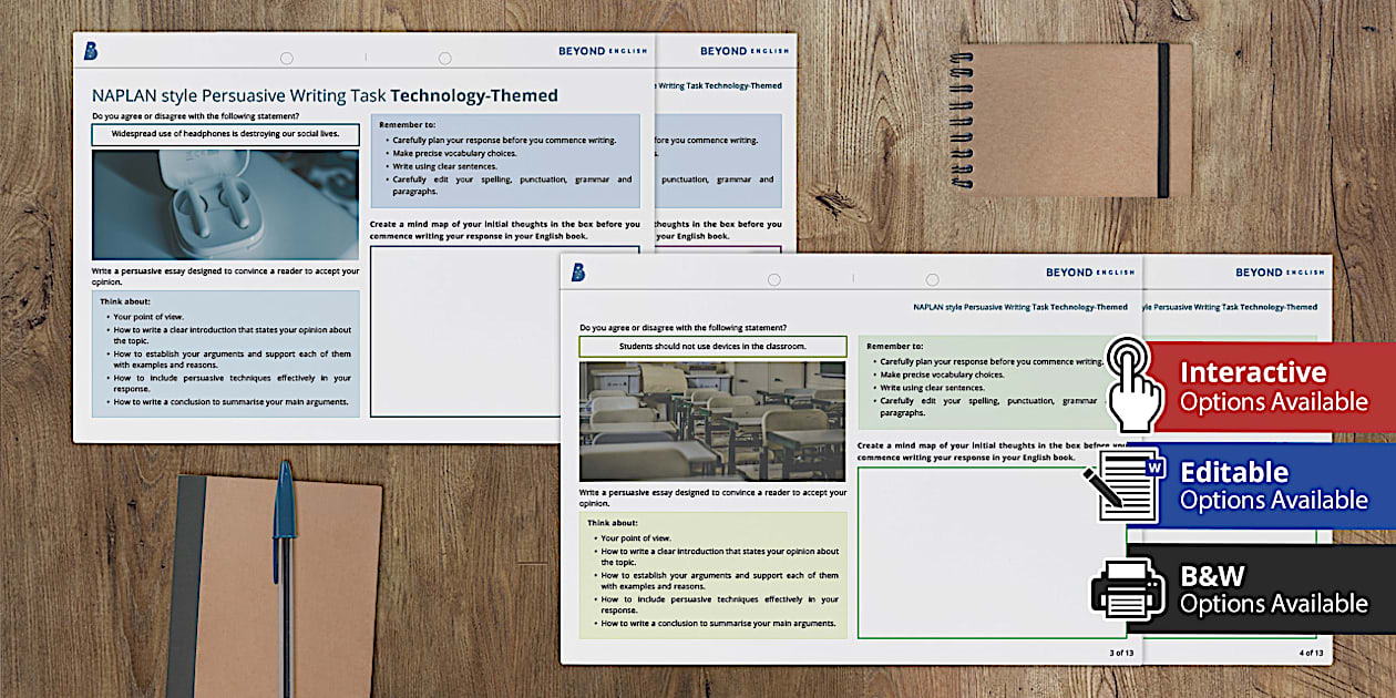 NAPLAN style Persuasive Writing Task Technology Theme