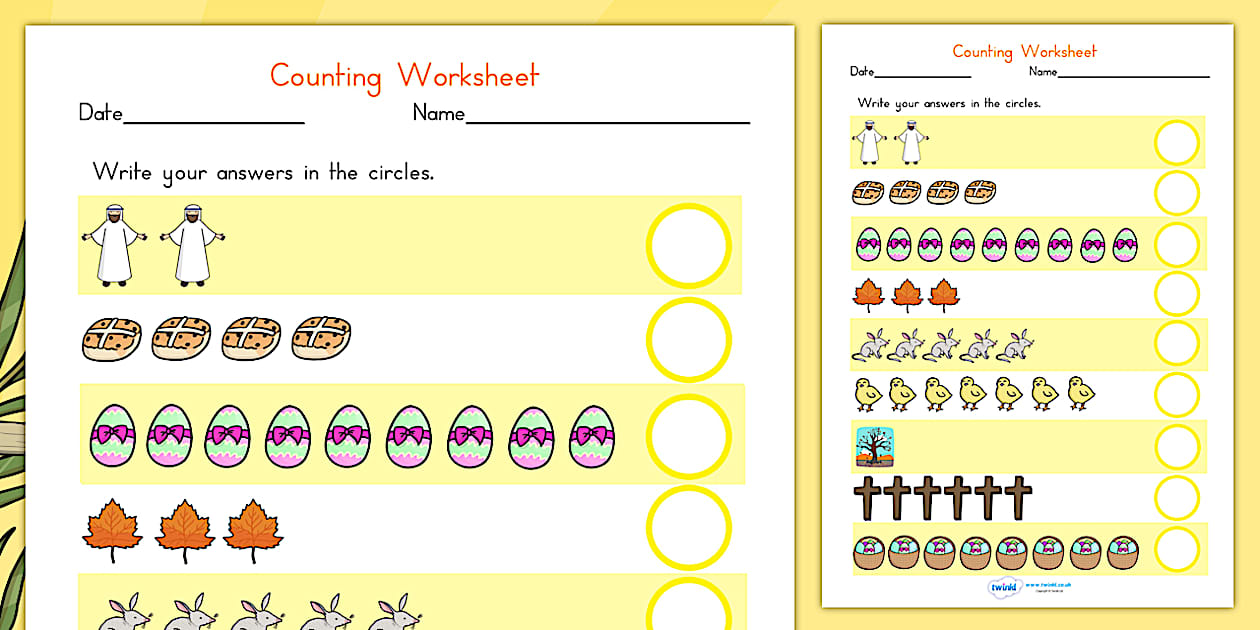 Black and White Easter Counting Worksheet - Australia