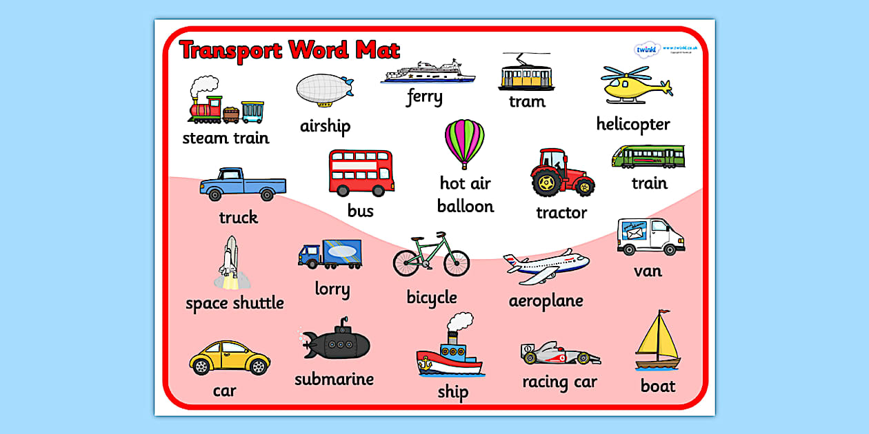 Transport Vocabulary Mat - ESL Transport Vocabulary - Twinkl