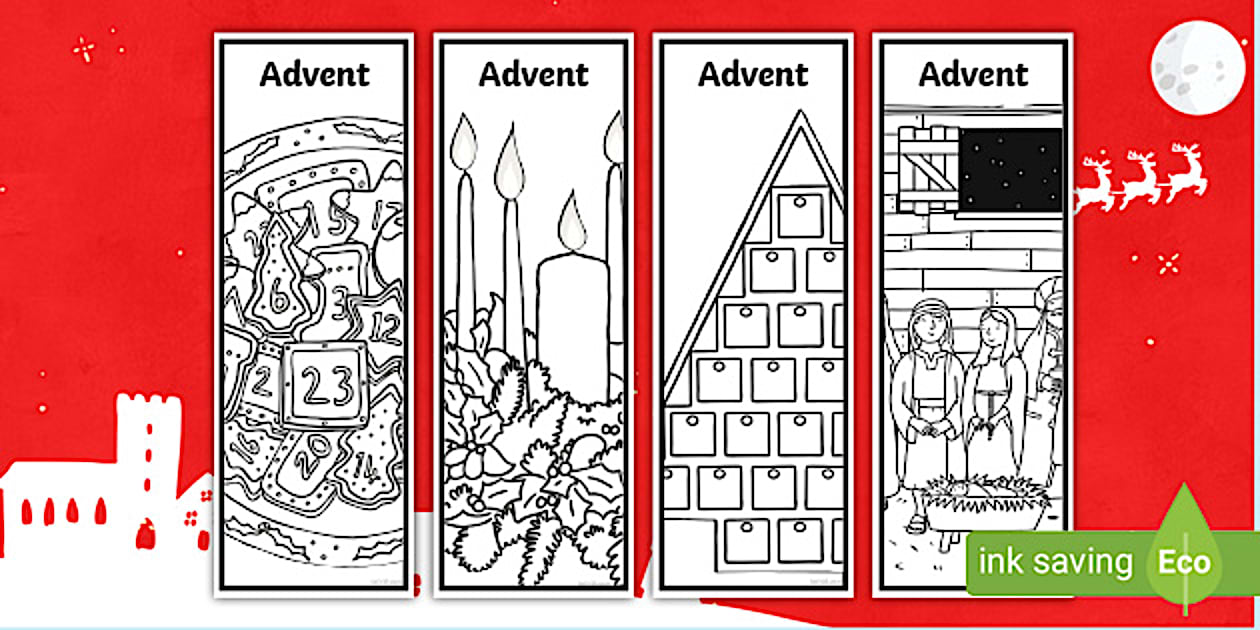 Advent Bookmarks to Colour – Bookmarks – Twinkl Resources