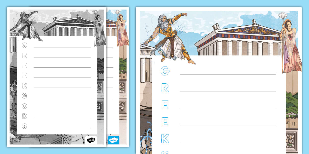 Greek Gods Acrostic Poem Template (teacher made) - Twinkl