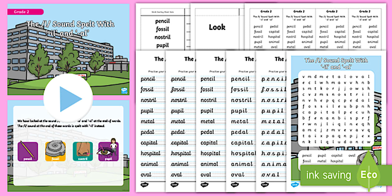 Grade 2 Phonics -il and -al Spelling Pack (teacher made)