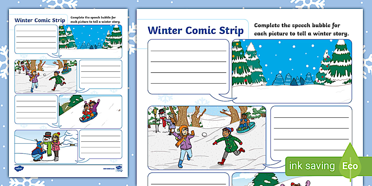Winter Finish the Comic Strip Worksheet (teacher made)
