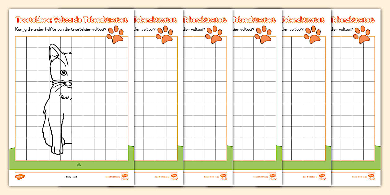 Troeteldiere: Voltooi die Tekenaktiwiteit (teacher made)
