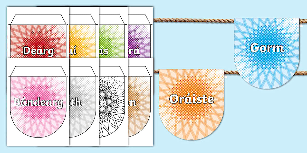 Colours in Irish Display Bunting (teacher made) - Twinkl