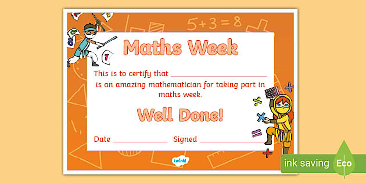 👉 Maths Week Certificate | Maths Resources (teacher made)