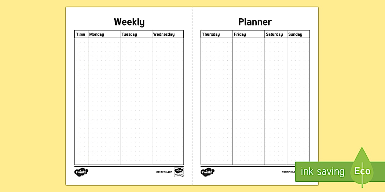 Editable Bullet Journal Weekly Planner Template - Twinkl